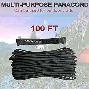 VVAAGG 550 Paracord 100FT, Strong Heavy-Duty Rope, Tactical Parachute Cord, Outdoor Camping Gear Tent Rope 4mm