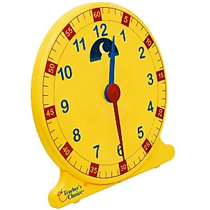 Learn How to Tell Time Teaching Clock – Large 12" Classroom Demonstration Night and Day Learning Clock