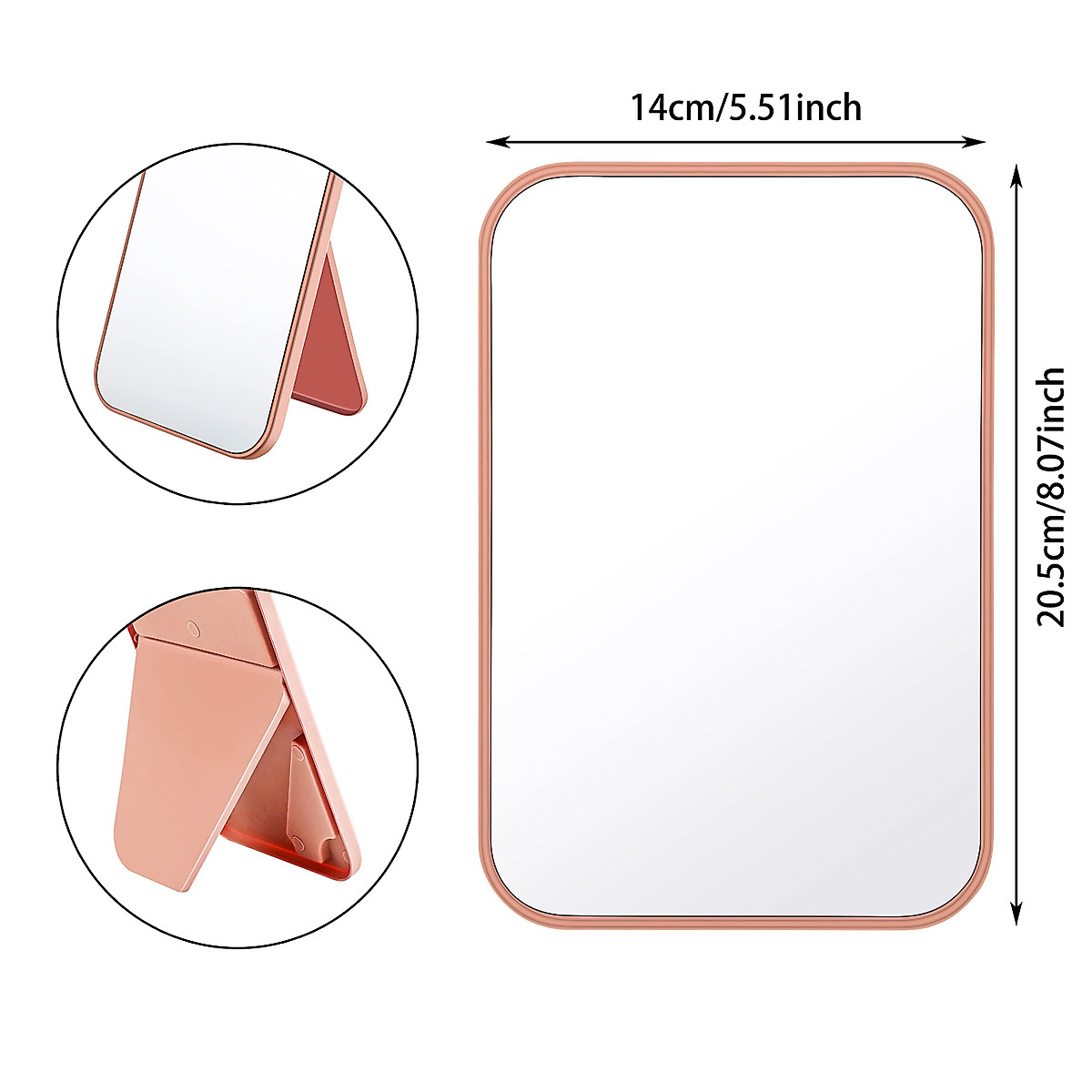 Ponpon 1Pcs Desktop Makeup Mirror, Foldable Tabletop Makeup Mirror Portable Small with Stand for Tabletop, Bathroom, Desk, Bedroom