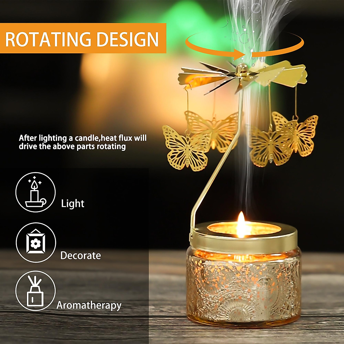 Candles Gifts for Women an Exquisite Fusion of Artistry and Candlelight ，Heartwarming Gifts for Women That Embrace Meaningful Connections，Gift Candles That Define Elegance (Golden, Butterfly)