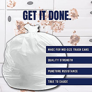 Plasticplace 20-30 Gallon Trash Bags │ 0.7 Mil │ White Garbage Can Liners │ 30" x 36" (200 Count)