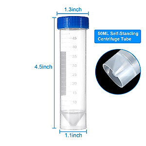 50-Pack Centrifuge Tubes 50ML, with Leak-Proof Screw Caps Conical Bottom, Plastic Container with Graduated and Write Marks, Test Tube for Cold Storage