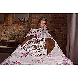 Love Letter to My Daughter from Mom Butterfly Warm Throw Blankets Super Soft Fluffy Comfortable Flannel Fleece Cozy Plush Blanket for Couch Bed Travel Gifts 80“x60 Large for Adults