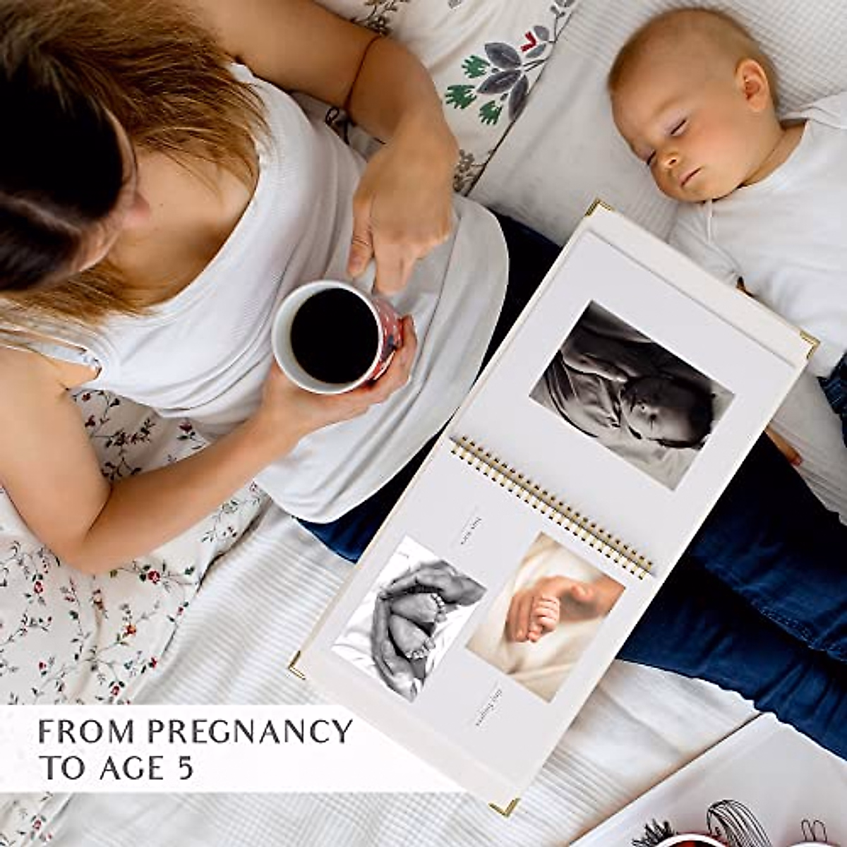 Keepsake Baby Memory Book for Boys and Girls – Timeless First 5 Year Baby Book – Gender Neutral Linen Baby Journal Scrapbook or Photo Album - A Milestone Book to Record Every Event from Birth to Age 5