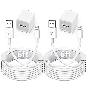 Apple MFi Certified iPhone Charger,2Pack Long 6FT Lightning Cable Cord with Apple Chargers Fast Quick Charging Travel Cube Block USB Wall Adapter for iPhone 11/12/13/14/XS Max/XR/X/8/8 Plus/7/6/SE