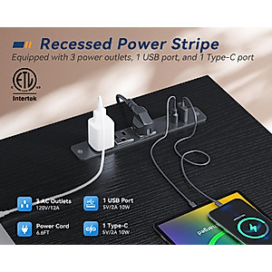 AODK 63 inch Small Computer Desk with Power Outlet for Small Spaces Home Office Student Laptop PC Writing Desks with Storage Bag Headphone Hook, Black