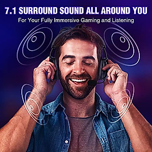 WolfLawS TA82 Wireless Gaming Headset with Detachable Noise Canceling Microphone for PS5 PS4 PC, 2.4GHz USB Gamer Headphones with 7.1 Surround Sound, Memory Foam Ear Pads, Wired Mode for Controller