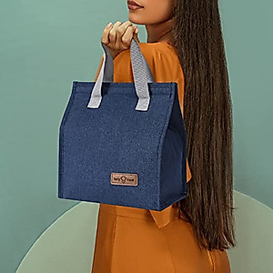 HexinYigjly Lunch Bag Insulated, Lunch Box Bag, Reusable Lunch Tote Bag, Lunch Box Container Bag Insulated for Women, Men, Work, Office, Travel - Blue