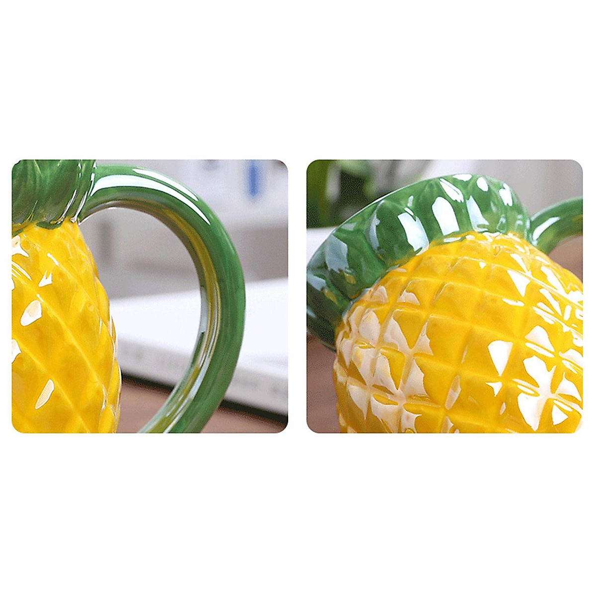 Fenteer Fruit Shape Coffee Mug Adorable Ceramic Coffee Milk Mug Teacup Funny Durable Water Cups Reusable for Festivals Home Daily Using Office, Pineapple