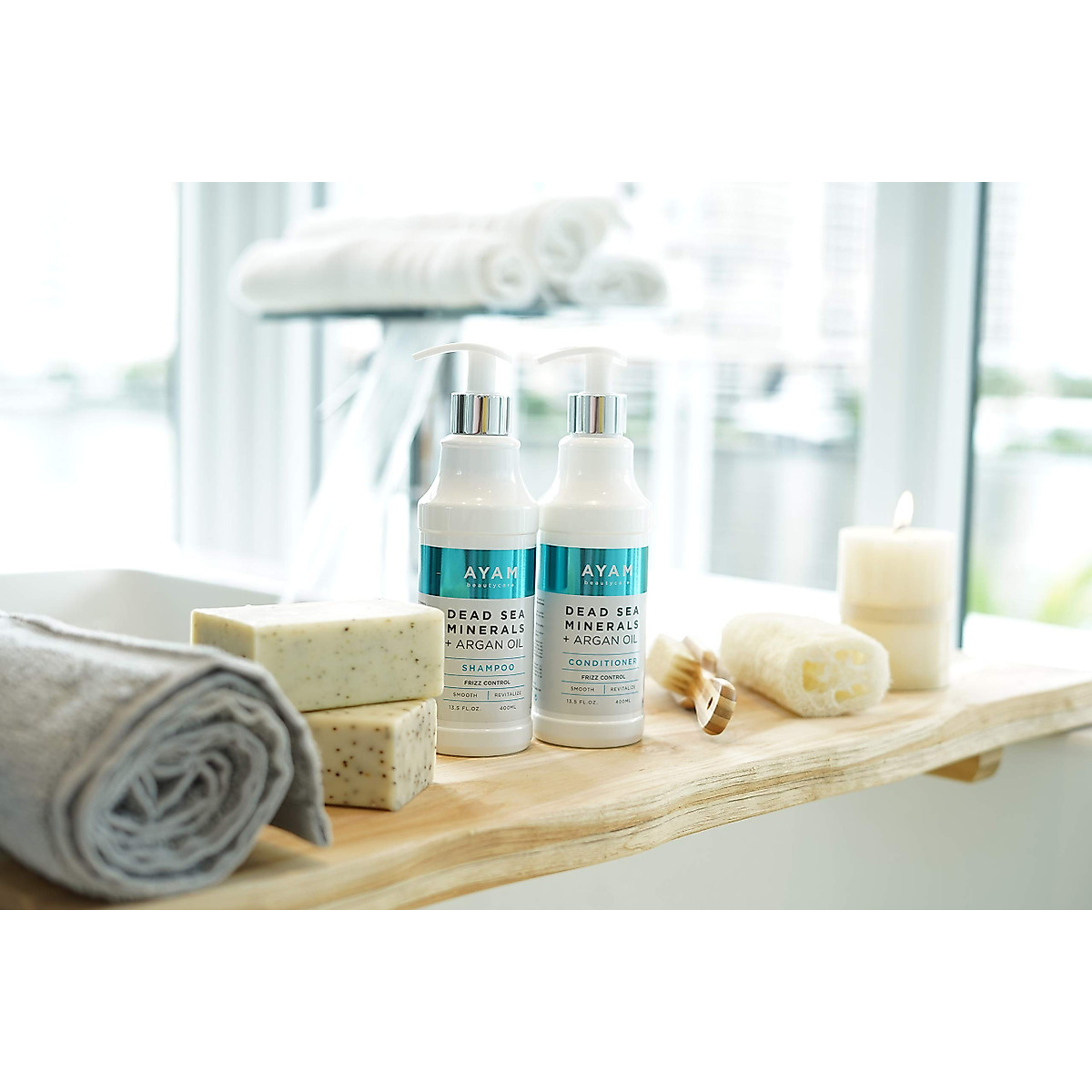 AYAM Beautycare Dead Sea Minerals + Argan Oil Shampoo Frizz Control, Smooth and Revitalize for Normal to Oily Hair 13.5 fl Oz