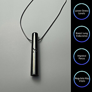 Space Gray Anxiety Whistle Necklace | Natural Anxiety Relief | Meditation Jewelry | Stress Relief Pendant | Mindfulness Deep Breathing Tool