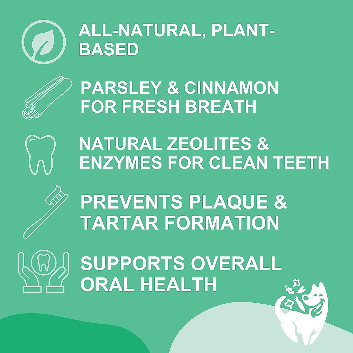 Vivus Pets Nautral Vegan Dental Chews for Dogs - Cinnamon Parsley Flavor to Help Clean Teeth & Freshen Breath - Dental Dog Treats with Natural Ingredients for All Breeds and Sizes, 10.5 Oz