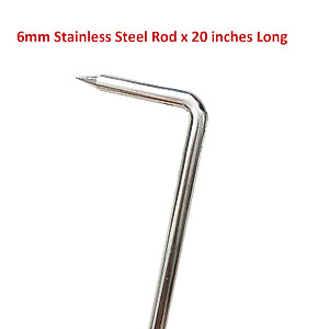 GRILLJOB BBQ Grill Charcoal Ash Poker - 20 in Stainless Steel 304 Charcoal Ash Poker Stick, Lid Lifter Grill Grate Lifter, Outdoor Camping Tool Accessory