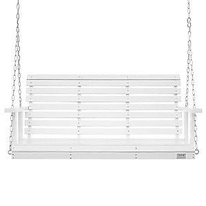 VEVOR Wooden Porch Swing 4.5 ft, Patio Bench Swing for Courtyard & Garden, Upgraded 880 lbs Strong Load Capacity, Heavy Duty Swing Chair Bench with Hanging Chains for Outdoors, White