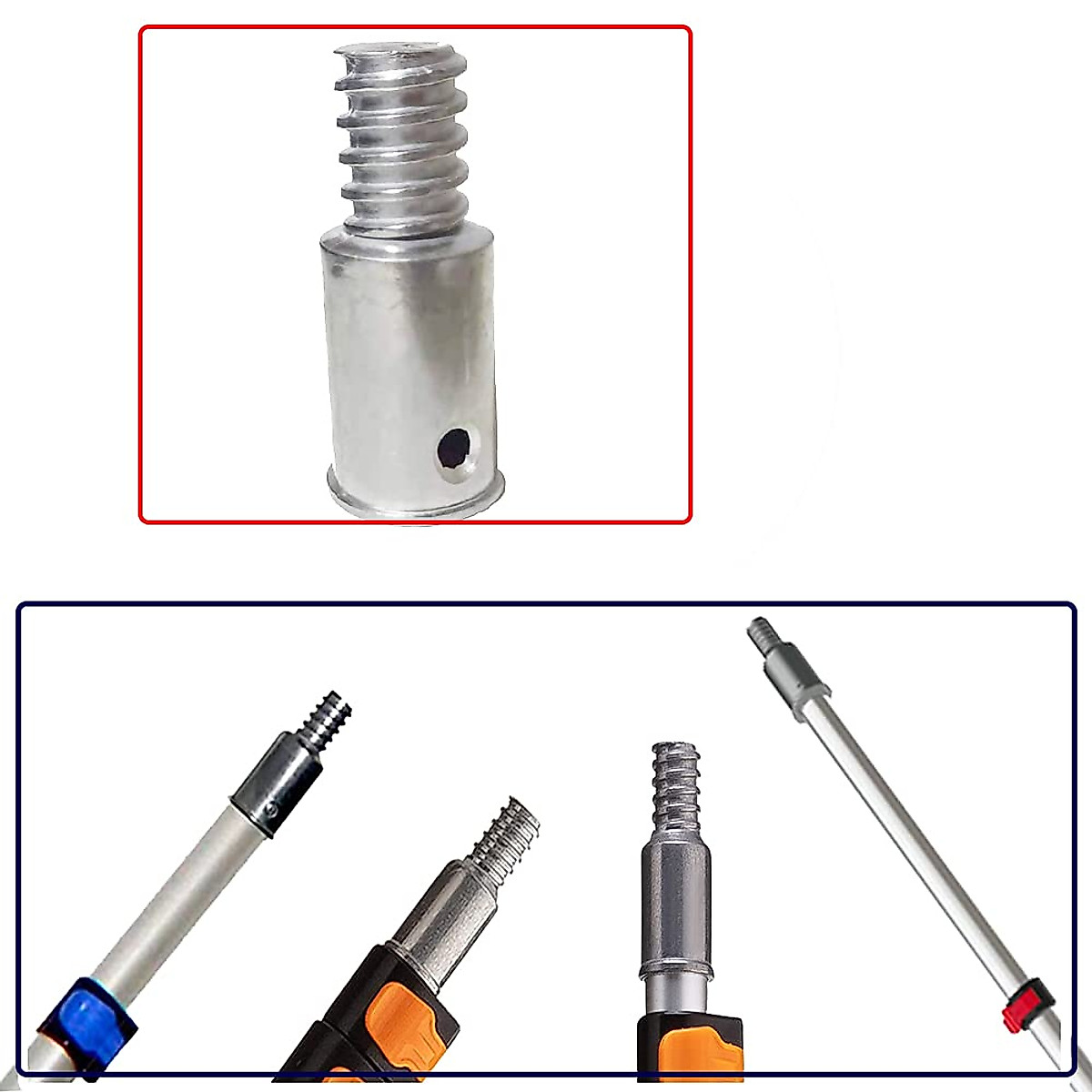 MoMo_moom Threaded Tip Replacement - Ultra Threaded Tip Repair Kit - Metal Threaded Handle Tips for 3/4" (0.8") Wood or Metal Poles-2 PC-Aluminum