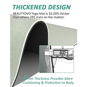 Yoga Mat with Strap, 1/3 Inch Extra Thick Yoga Mat Double-sided Non Slip, Professional TPE Yoga Mats for Women Men, Workout Mat for Yoga, Pilates and Floor Exercises