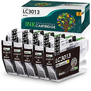 Kingjet LC3013 Compatible Ink Cartridge Replacement for Brother LC3013 Ink Cartridges Use with MFC-J491DW MFC-J497DW MFC-J690DW MFC-J895DW Printers (5 Black) - LC3013BK LC3011BK