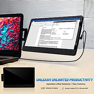 ZTGD 11.6” Laptop Screen Extender - 1366x768 Attachable Portable Monitor for Laptops, Laptop Monitor Extender, Dual Monitor Connected Support PC/Mobile Phone