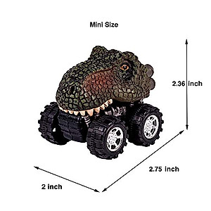 DINOBROS Pull Back Dinosaur Car Toys 4 Pack Dino Toys for 3 Year Old Boys and Toddlers T-Rex Dinosaur Games Monster Trucks