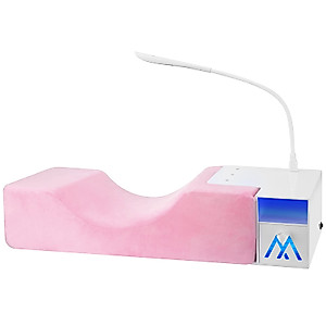 Roury Eyelash Extension Neck Pillow with Light, Pillow Shelf, Eyelash Pillow Make Up Eyelash Extension Pillow with Shelf Organizer Stand, Beauty Salon Pillow (Pink)