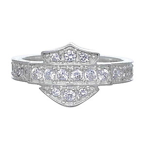 Harley-Davidson Women's Ring, Silver Bling Bar & Shield Band, Silver HDR0159 (6)