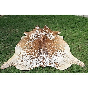 New Large 100% Brown & White Cowhide Leather Rugs Cow Hide Skin Carpet Area 26-30 SQ.FT (Brown & White)