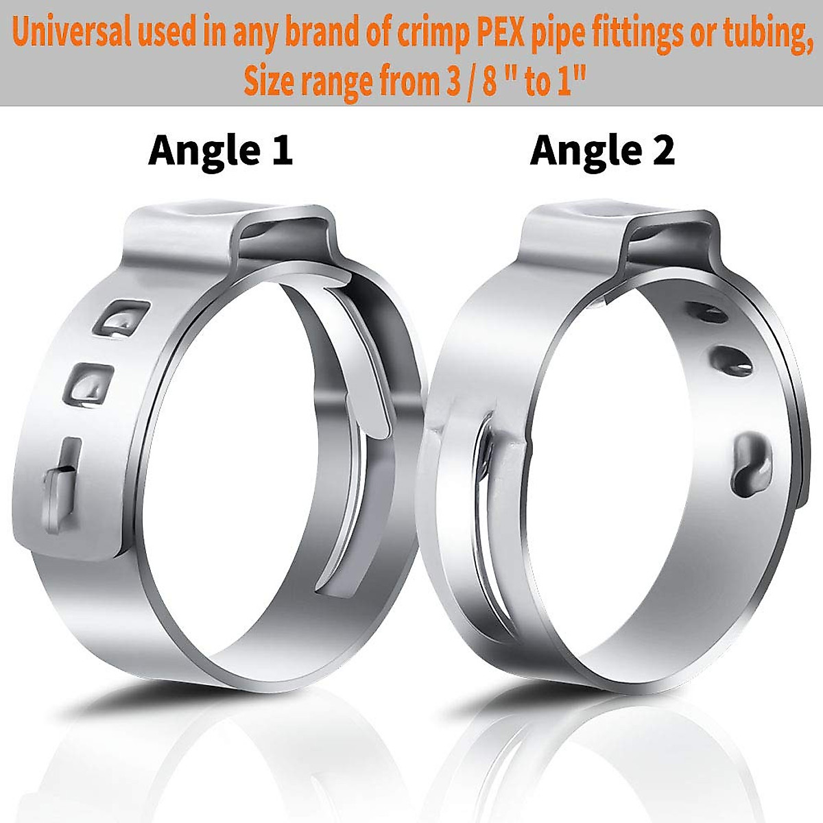 100PCS 3/4 Inch PEX Cinch Clamps Rings, 304 Stainless Steel PEX Fitting Clamps Pinch Clamps Ring Pex Crimp Rings for PEX Tubing Pipe Fitting Connections (Silver -3/4inch(100PCS))