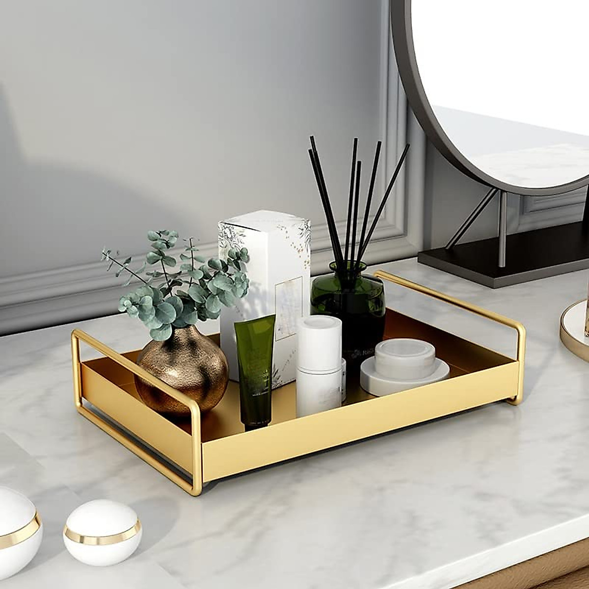 SDGH Metal Tray Iron Art Storage Desktop Living Room Coffee Table Decoration Baking Paint Process Bathroom Tray