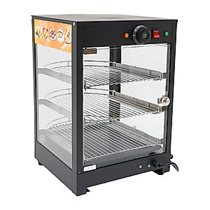 JAYGOVAN 3 Tiers Commercial Food Warmer Display, 800W Electric Countertop Food Pizza Warmer with 3 Removable Trays & Led Lighting Food Warmer Display Pretzel Warmer for Pizza, Fried Chicken