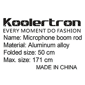 Koolertron Portable Mic Boom Pole Arm 4 Section Stretchable Padded Handheld Telescopic Aluminum Adjustable with Easy Twist Locks and Padded Handle for Professional Shotgun Microphones Fish Pole exte