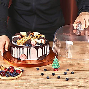 Wood Cake Stand with Dome,Acacia Cake Plate Holder with Acrylic Lid,Cake Display Server Tray for Kitchen,Birthday Parties,Weddings,Baking Gifts or Housewarming Gifts