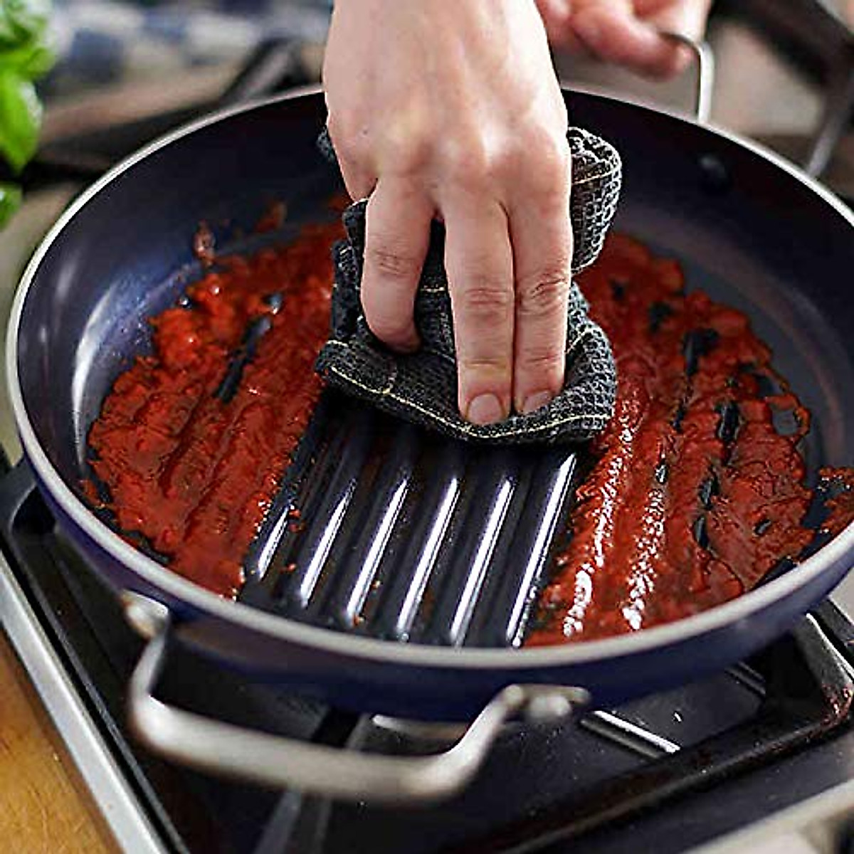 Blue Diamond Grill Genie Pan - Ceramic Nonstick 11-Inch Covered in Blue