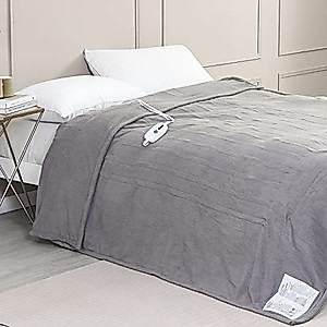 Reaks Heated Blanket Twin Size 62" x 84", Electric Blanket with 4 Heating Levels & 10 Hours Auto Off, ETL Certified, Machine Washable, Soft Grey Polar Fleece Fast Heating Blanket