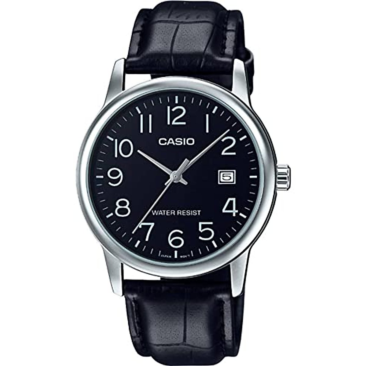 Casio #MTP-V002L-1B Men's Standard Analog Leather Band Easy Reader Day Date Watch