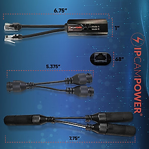 IPCamPower POE Combiner Splitter Adapter, Run 2 IP Cameras on 1 Cable, Works on All POE Switches, POE NVR and POE Cameras, Mode A and B POE Compatible