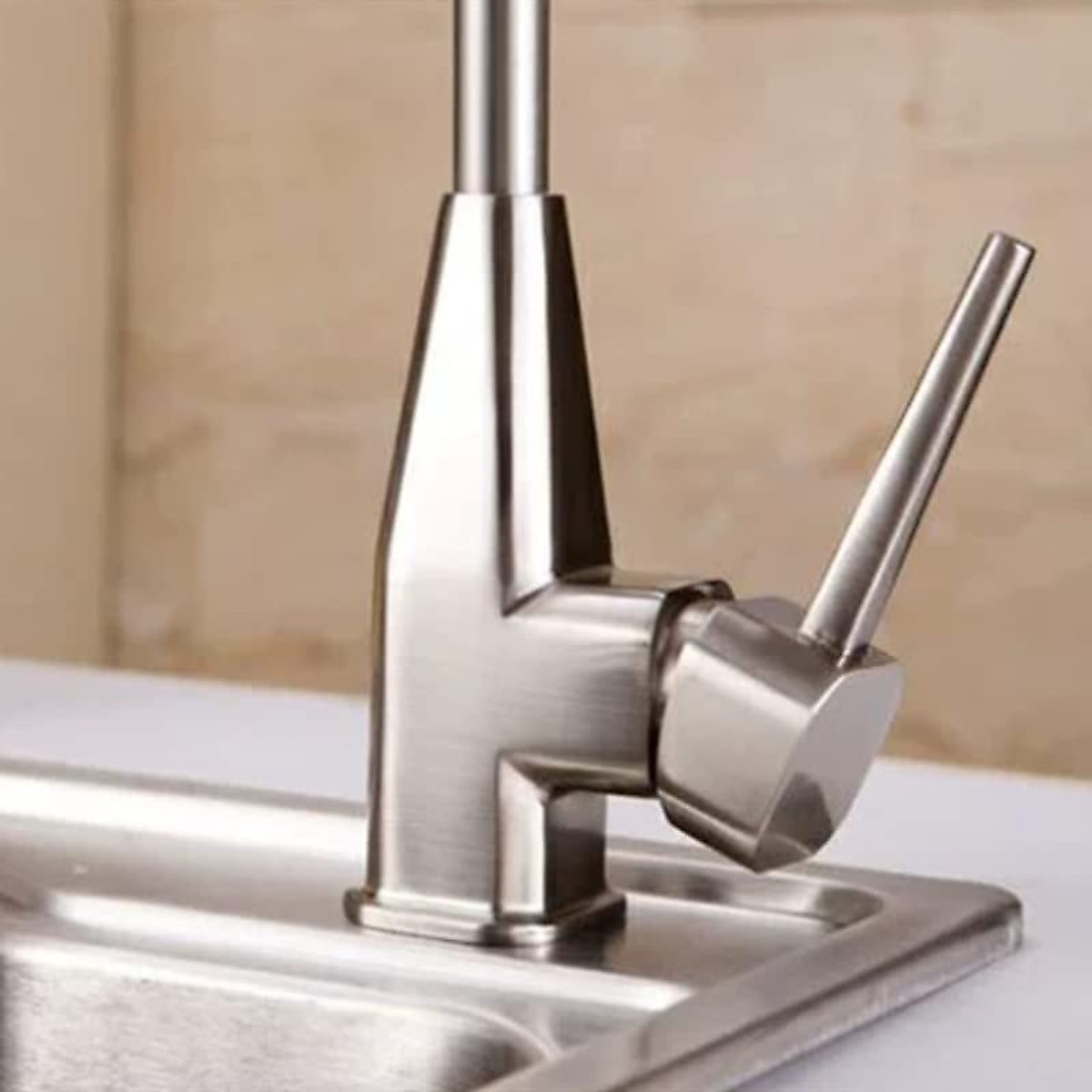 Kitchen Sink Faucet for Bar Farmhouse Commercial, Brushed Nickel Stainless Steel Kitchen Faucets, 360 Rotate Kitchen Mixer Faucet, Cold Hot Water Sink Mixer Taps (Color : Silver, Size : with Hose si