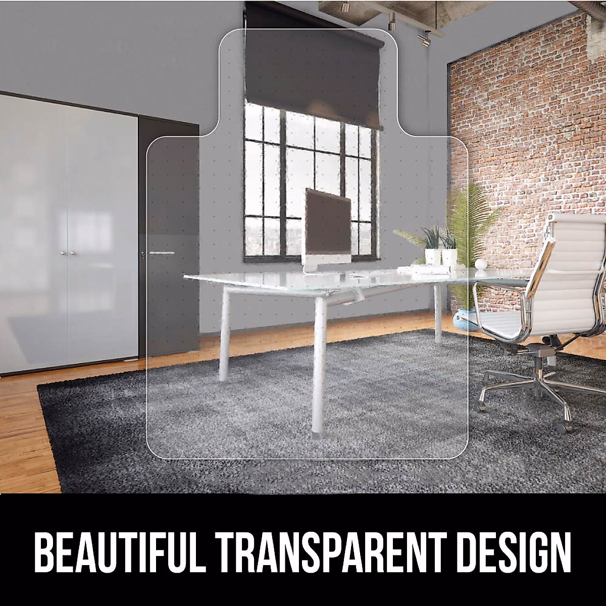 Gorilla Grip Desk Chair Mat, No Divots, Rolling Chairs Glide Easy, Heavy Duty Studded, Protects Carpeted Floor Under Desks, Transparent Mats for Office, Home and Gaming Floors, with Lip 48x36, Clear