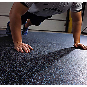 American Floor Mats Sport 8mm Heavy Duty Rubber Flooring - Interlocking Rubber Tile (23" x 23") Solid Black 11'6" x 15'4" Set (176 square feet)