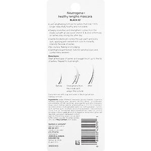Neutrogena Healthy Lengths Mascara for Stronger, Longer Lashes, Clump-, Smudge- and Flake-Free Mascara with Olive Oil, Vitamin E and Rice Protein, Black 02,.21 oz
