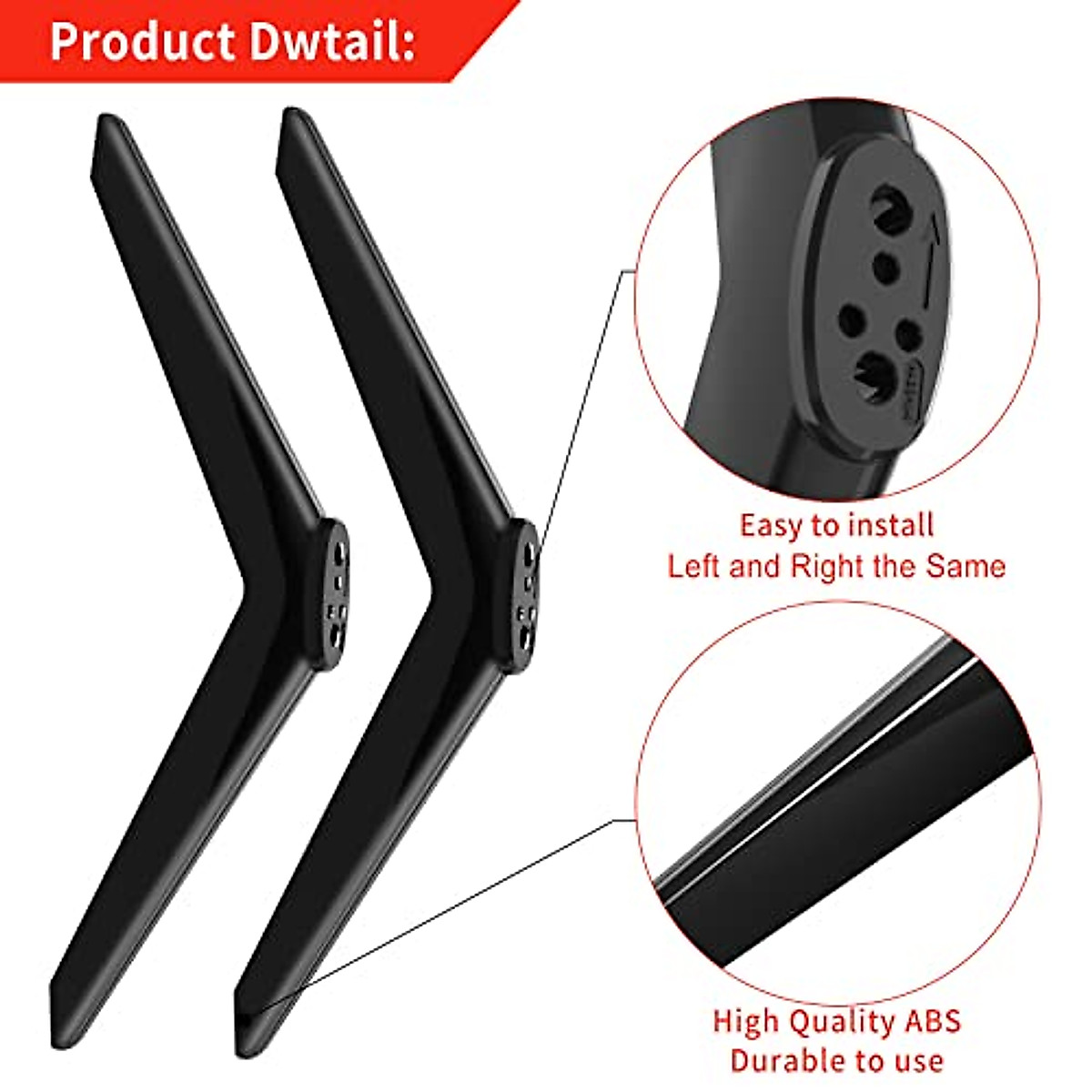 notiela TV Stand Compatible with TCL ROKU Smart TV, Base Stand for TCL 40in 43in 55in Roku TV, TV Stand Legs for TCL Roku TV with Screws (Black)