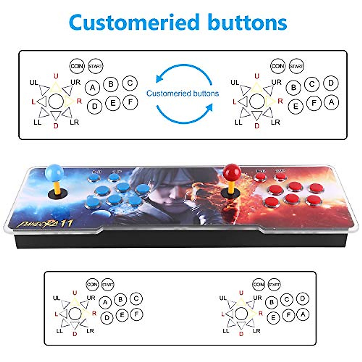 Pandora Treasure 3D Arcade Game Console - 26800 Games Installed, Search Games, Support 3D Games, Add More Games, 1280x720P, Favorite List, 4 Players Online Game, 2 Player Game Controls (Yellow)