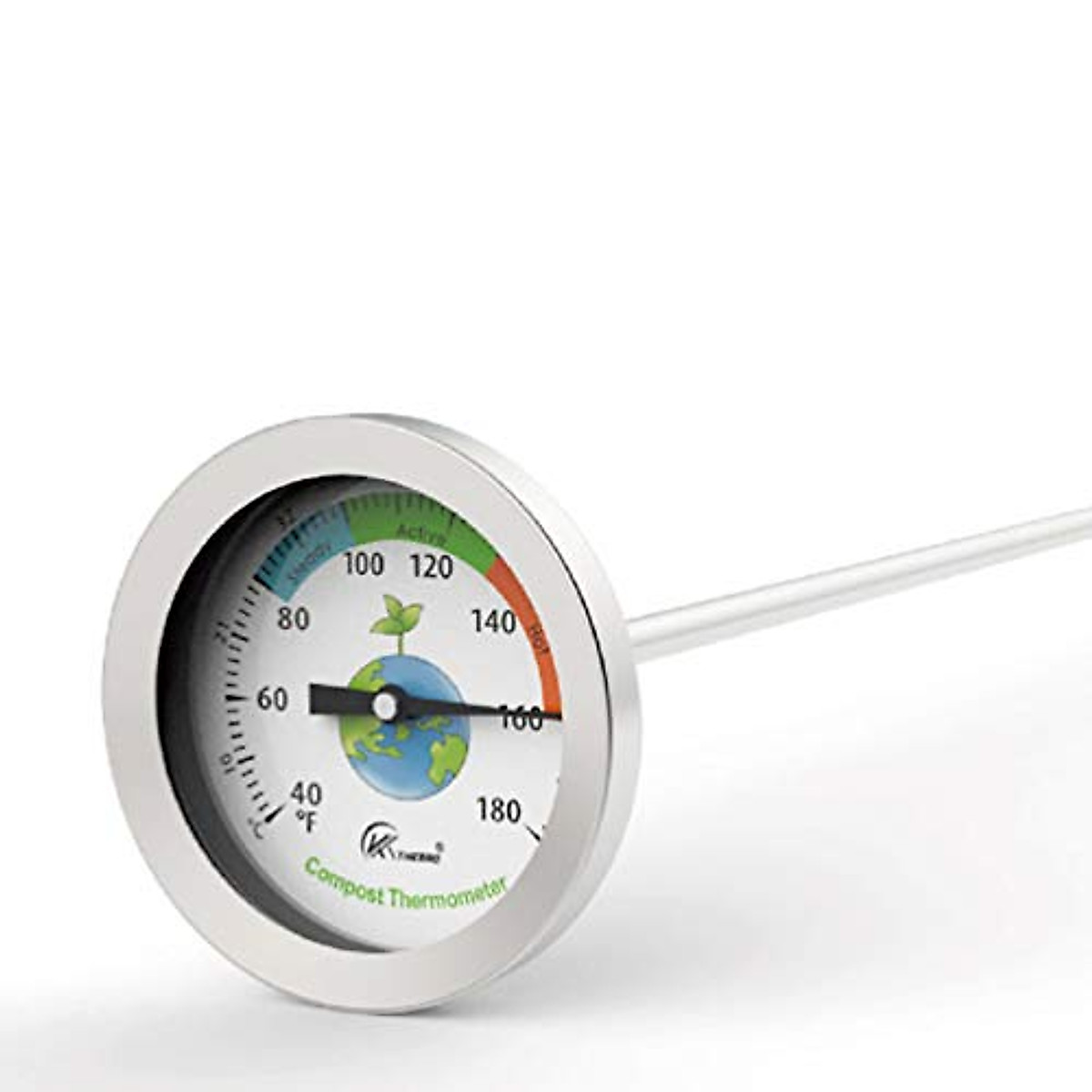 DOITOOL Compost Soil, 19.6inch Long Stem Compost Soil, Backyard Soil with Stainless Steel Dial for Composting Bins, Outdoor Gardening and Planting (40-180°F)