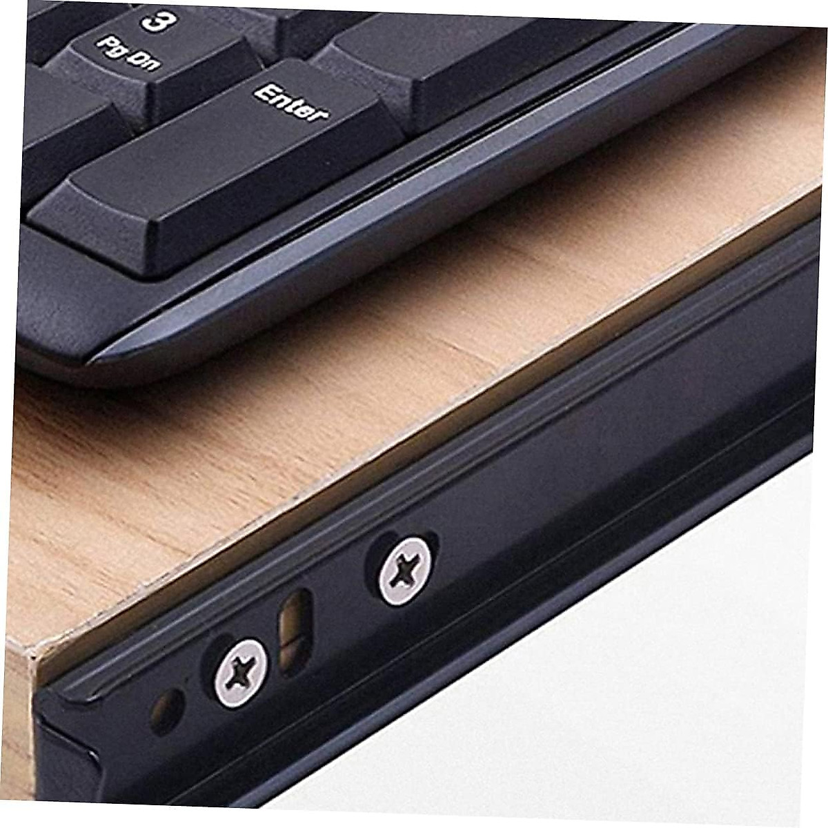ALturN Drawer Glides,1 Pair Keyboard Track Dresser Tray L Brackets Heavy Duty Black Slides Side Under Desk Keyboard Tray Slide Out Keyboard Drawer Under Desk Slide Drawer Track Drawer Guide Rail B