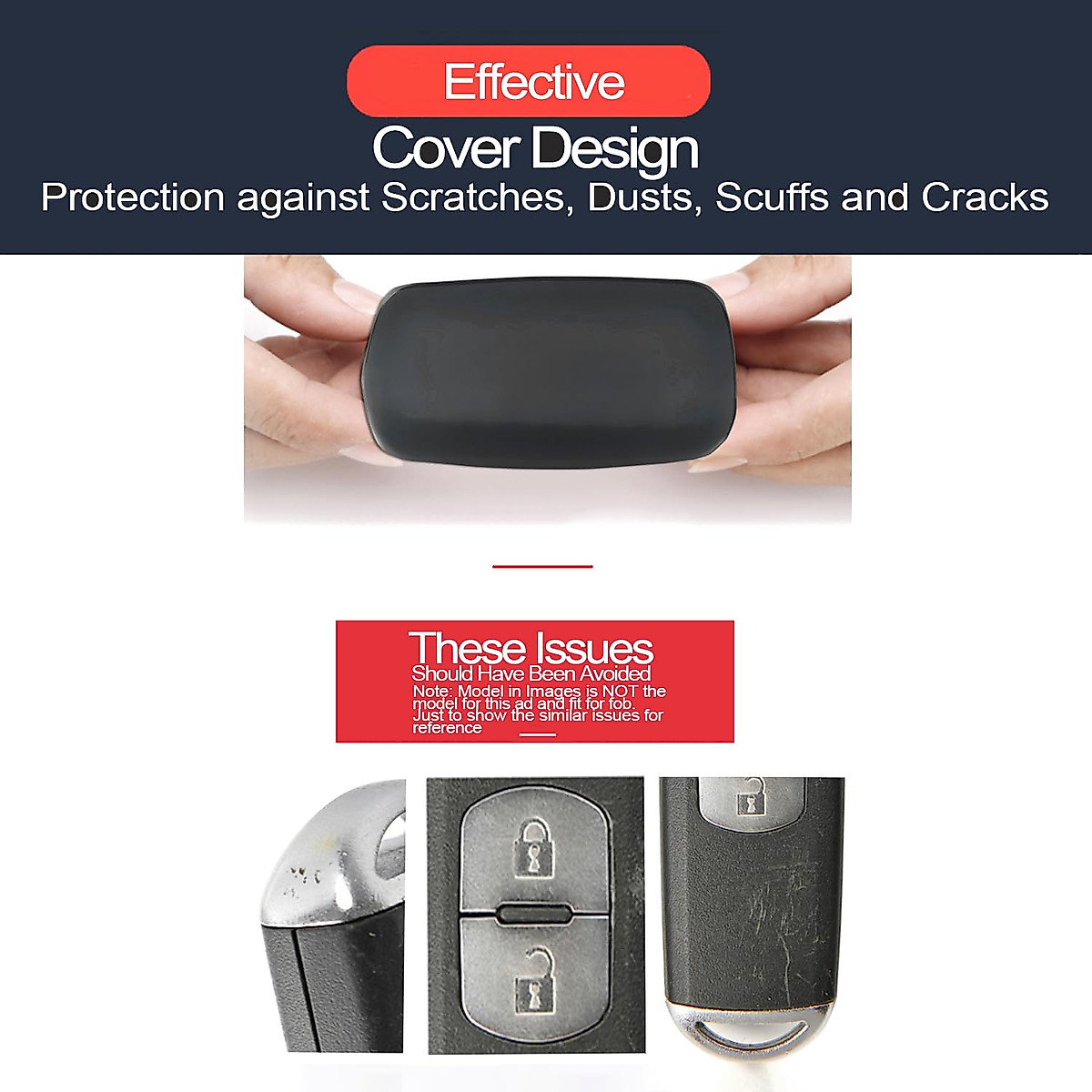 INFIPAR 2pcs Compatible with Cadillac ATS CTS DTS XTS SRX STS Escalade ESV Chevrolet Corvette Impala Monte Carlo Buick Lucerne OUC6000066 Silicone Key Fob Cover Case Protector Keyless Remote Holder