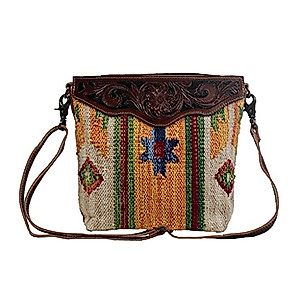 Myra BagTini Mini Hand-Tooled Bag Upcycled Cotton & Leather S-3059