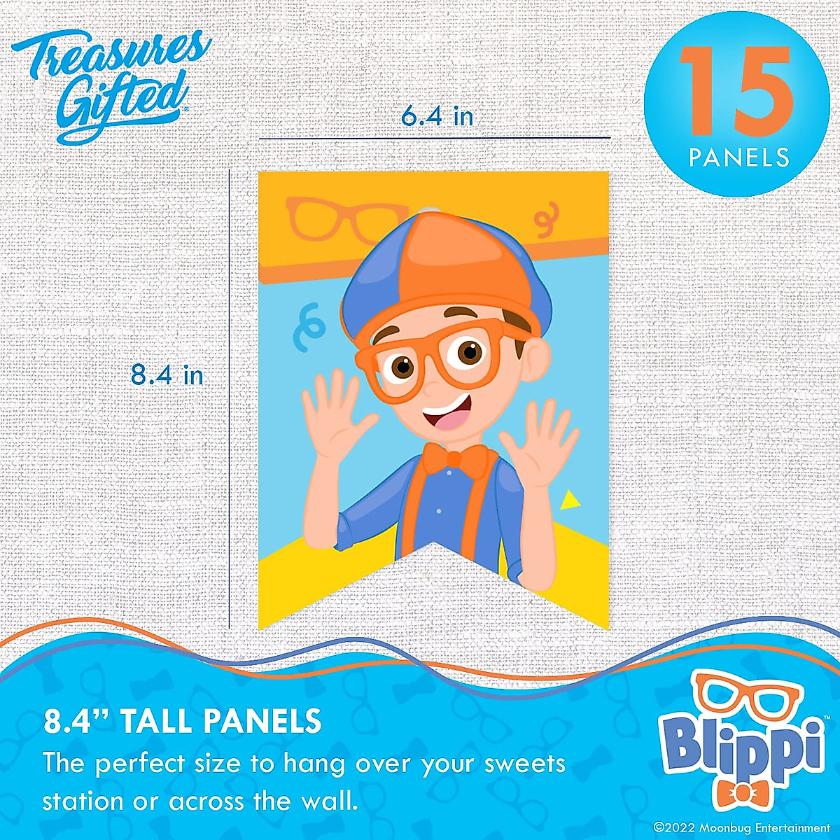 Treasures Gifted Officially Licensed Blippi Banner - Blippi Happy Birthday Banner - Blippi Birthday Party Supplies - Blippi Party Decorations - Blippi Birthday Banner - Blippi Party Supplies