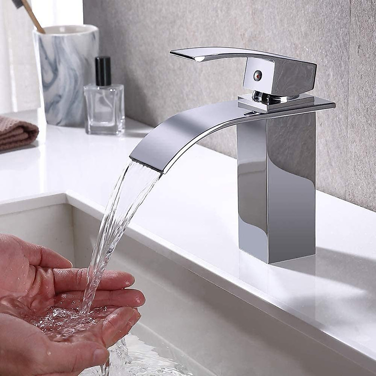 KLRTHFGX Waterfall Faucet, Washbasin Single Lever Mixer Tap, Waterfall Tap, Bath Mixer tap, Single Lever Mixer tap, tap for Bathroom, for Kitchen, Bathroom, Washbasin Mixer Tap Hot and Cold