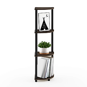 Furinno Turn-N-Tube 4-Tier Corner Display Rack Multipurpose Shelving Unit, Columbia Walnut/Black