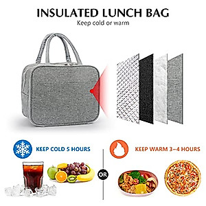 Toplive Lunch Bag, Reusable Insulated Lunch Bag, Waterproof Cooler Tote Meal Prep Lunch bag for Men & Women Work, Cute Lunch Cooler Bento Boxes Bags with Thickened aluminum Foil, Gray