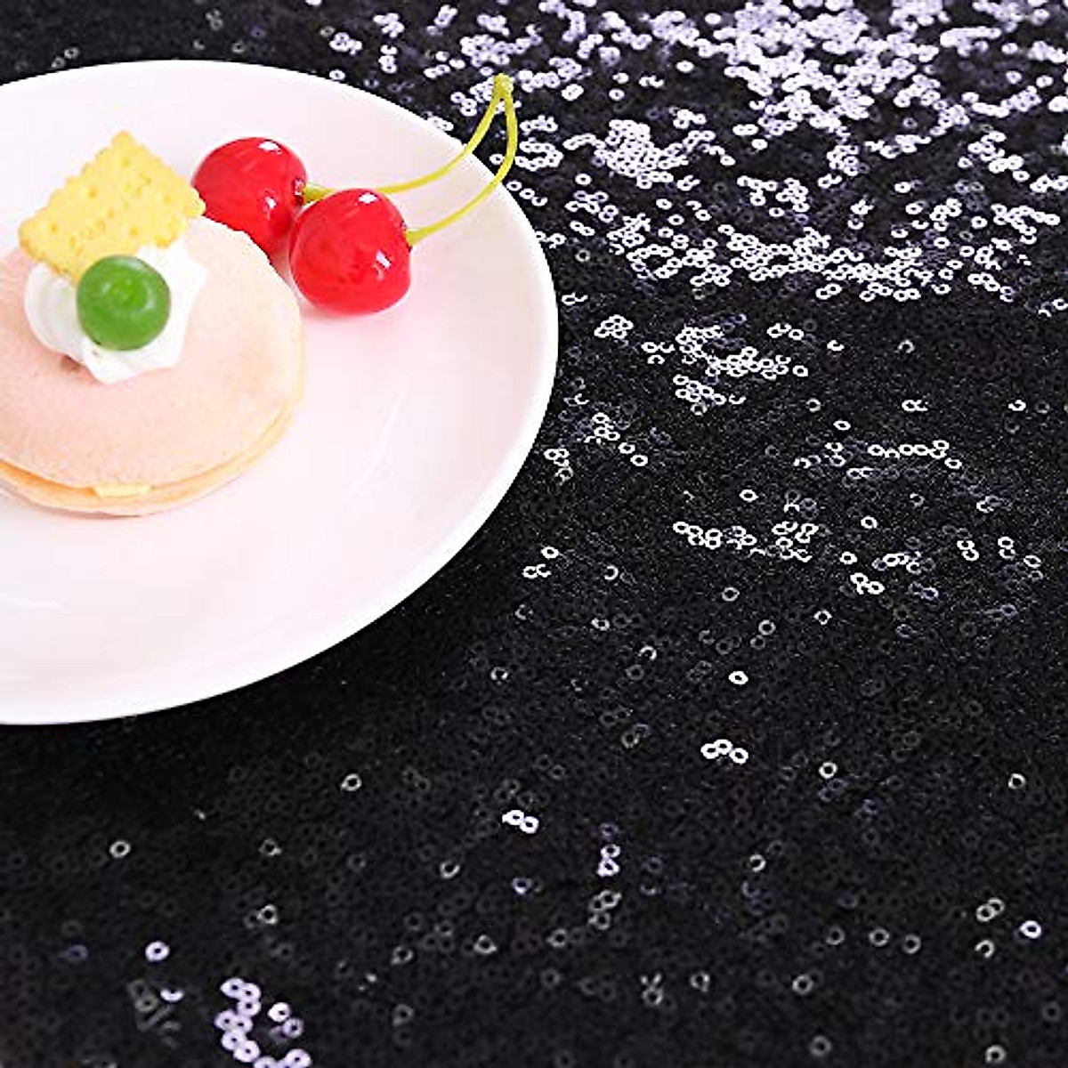 TRLYC Black Sequin Backdrop Curtain - 2 Panels 2.3x8FT Photography Backdrop Seamless Sequin Curtains